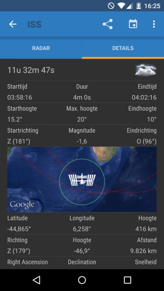 ISS Detector laat zien waar het Internationale Ruimtestation zweeft