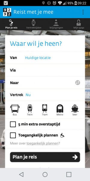 Reisplanner-app 9292 laat mindervaliden een toegankelijke reis plannen