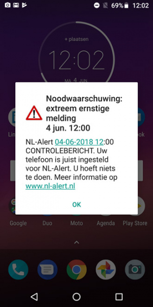 NL-Alert controlebericht wordt weer verzonden op 4 juni