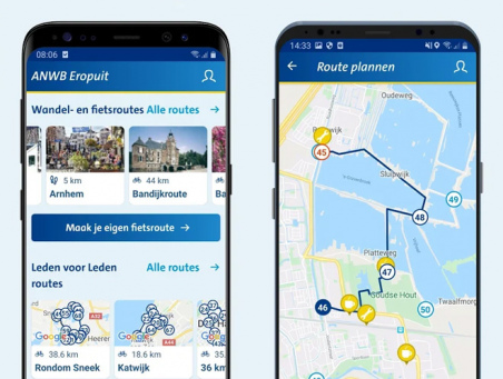 ANWB Eropuit app: inspiratie voor wandel- en fietsroutes