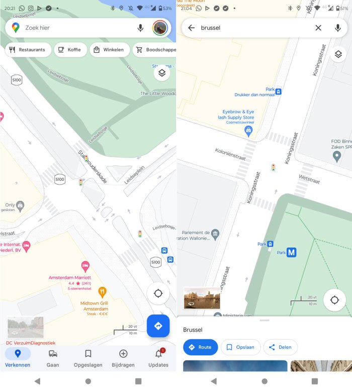 Google Maps krijgt verbeterde kaarten: eerst Amsterdam en Brussel