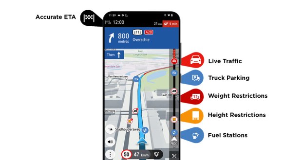 TomTom Go Navigation is verbeterde navigatie-app voor vrachtwagenchauffeurs