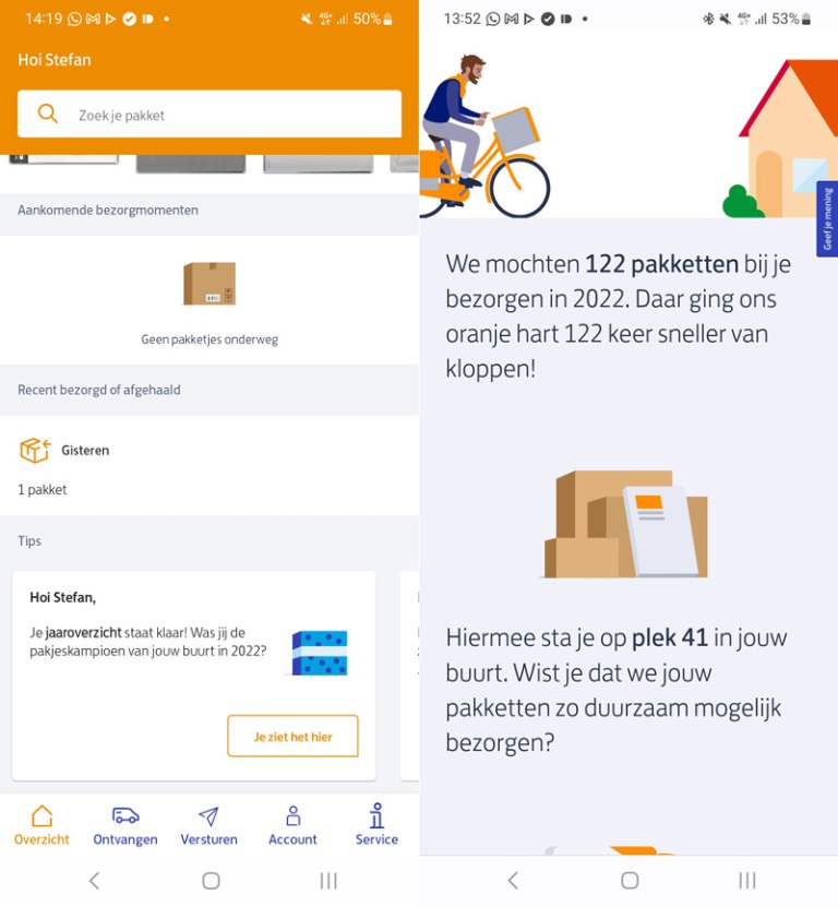 PostNL app geeft persoonlijk jaaroverzicht 2022: hoeveel pakketjes kreeg je?