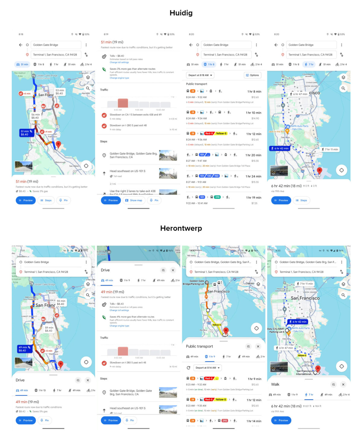 Google Maps werkt aan flink redesign voor app (screenshots)