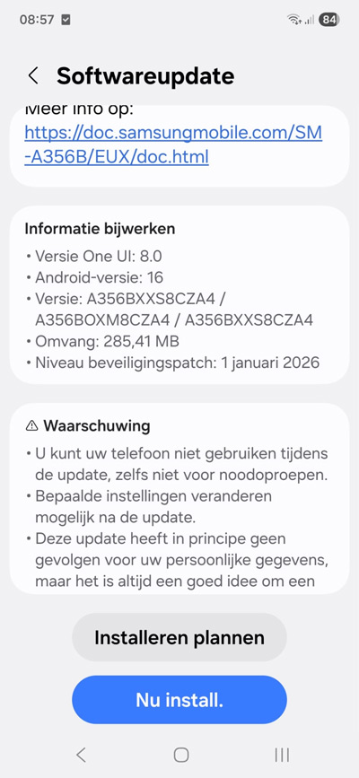 Samsung rolt januari-update uit voor Galaxy A35 en A55